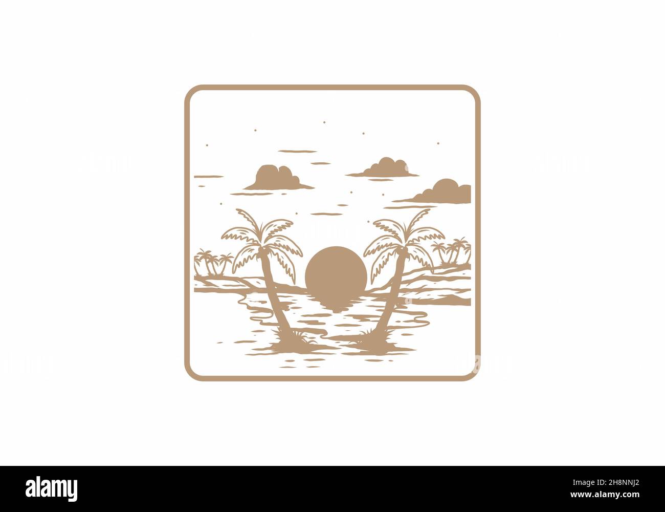 Vintage bay beach illustration graphic design Stock Vector Image & Art ...