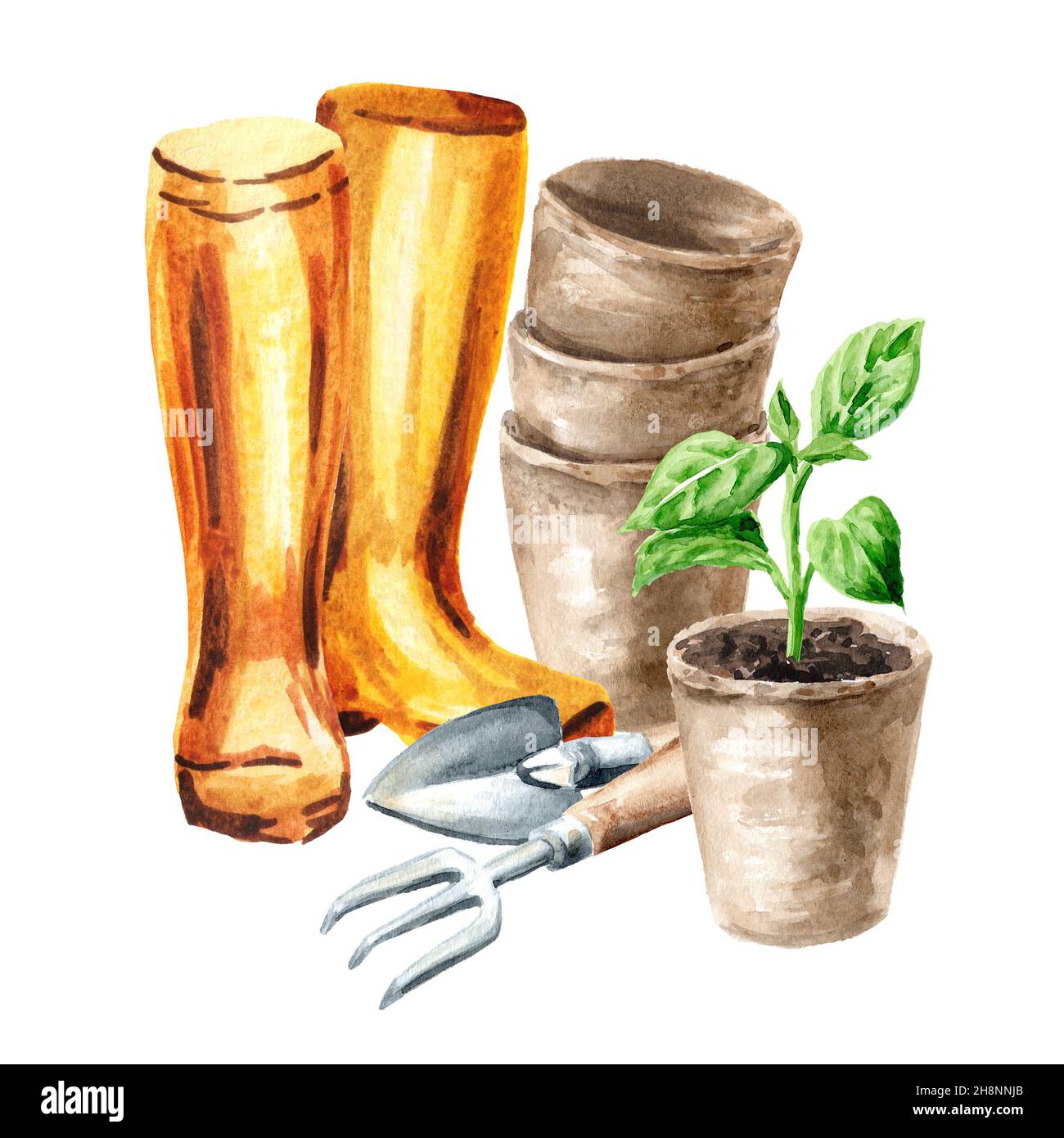 Gardening back garden in Cut Out Stock Images & Pictures - Alamy