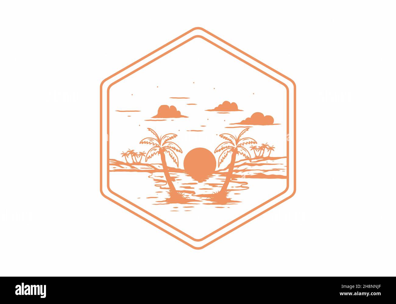 Vintage bay beach illustration graphic design Stock Vector Image & Art ...