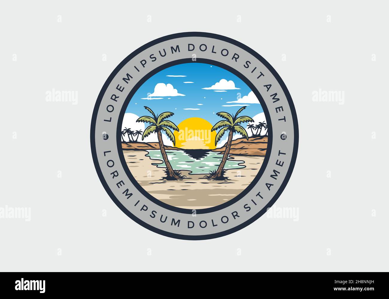 Vintage bay beach illustration graphic design Stock Vector Image & Art ...