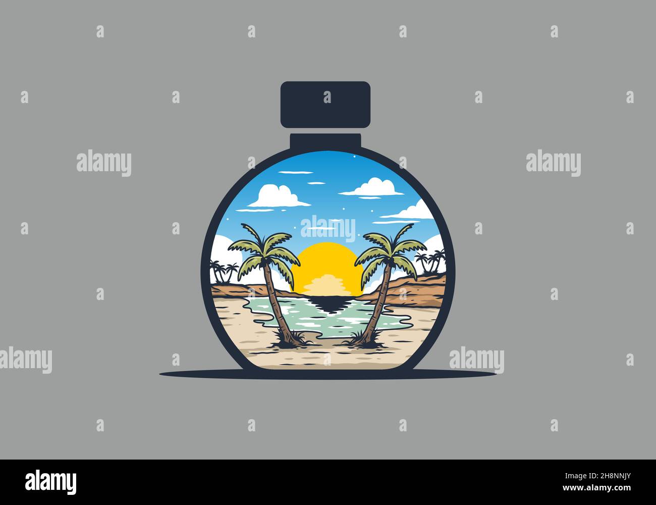 Vintage bay beach illustration graphic design Stock Vector Image & Art ...