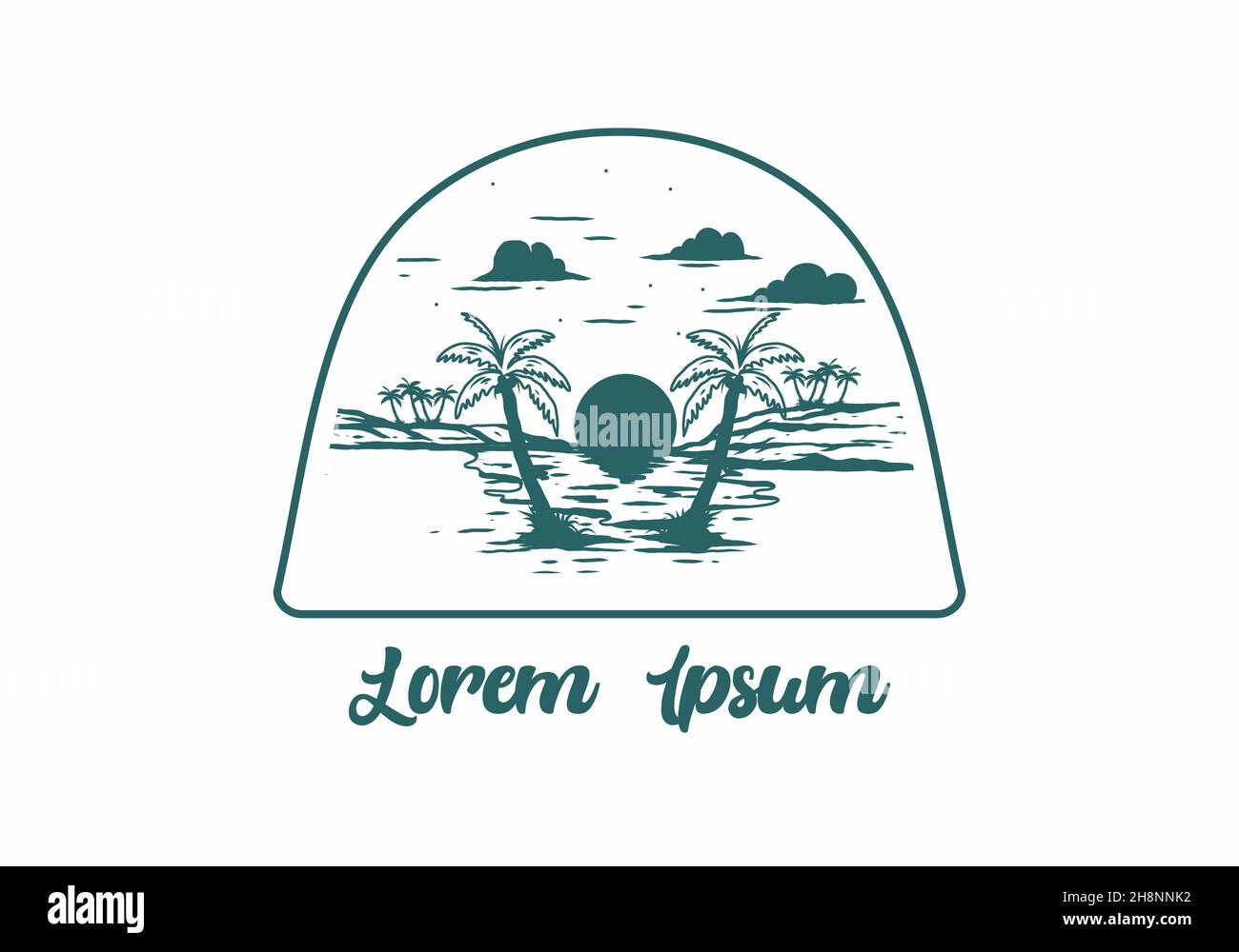 Vintage bay beach illustration graphic design Stock Vector Image & Art ...