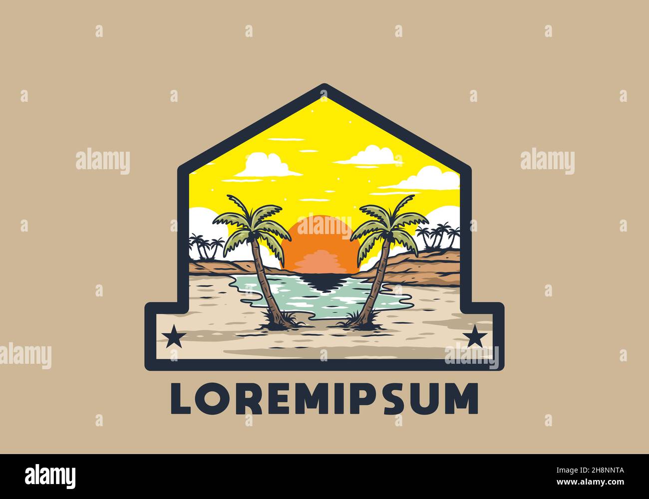 Vintage bay beach illustration graphic design Stock Vector Image & Art ...