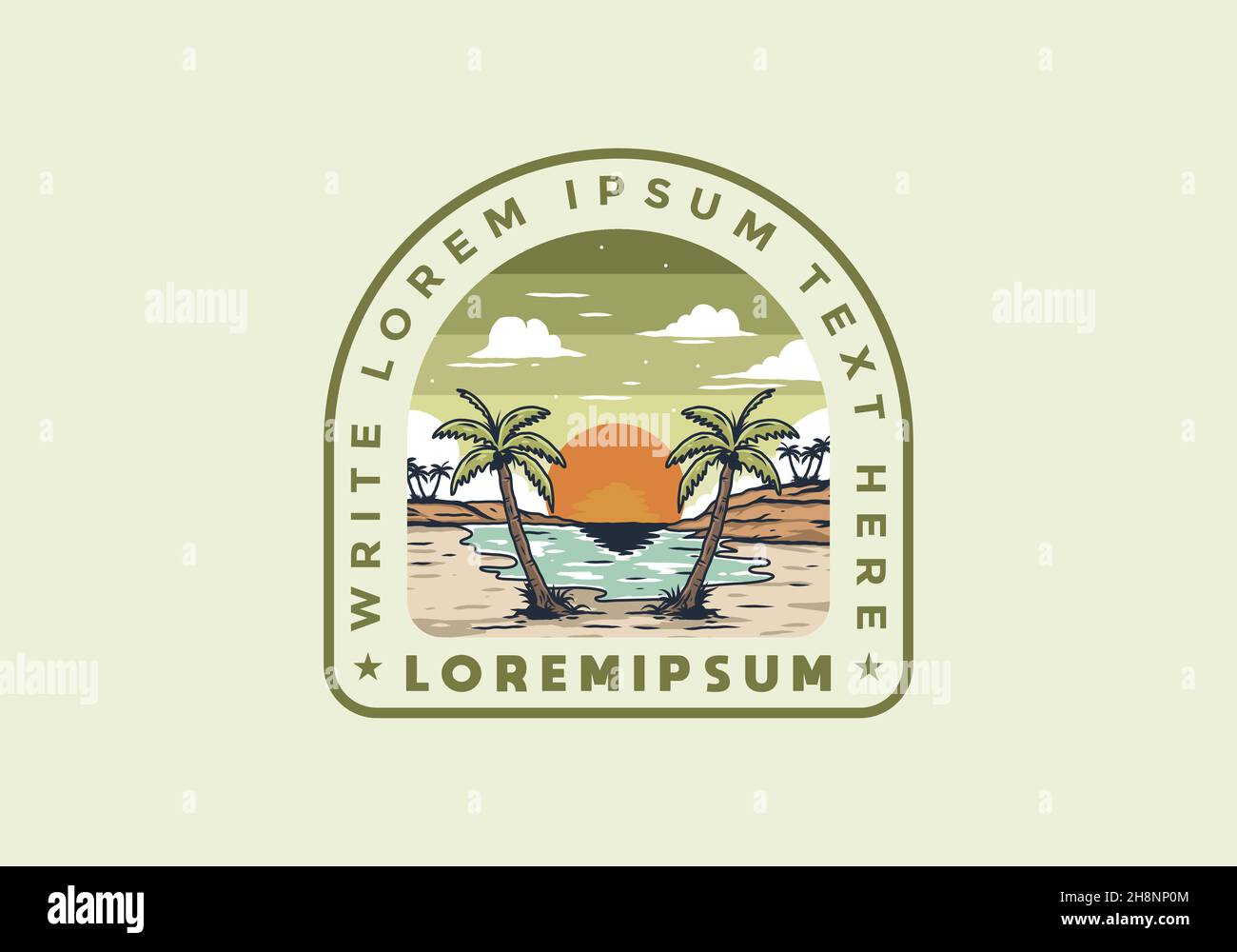 Vintage bay beach illustration graphic design Stock Vector Image & Art ...