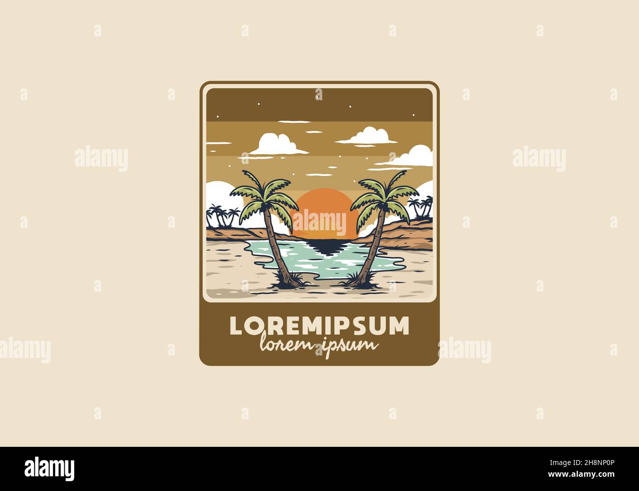 Vintage bay beach illustration graphic design Stock Vector Image & Art ...