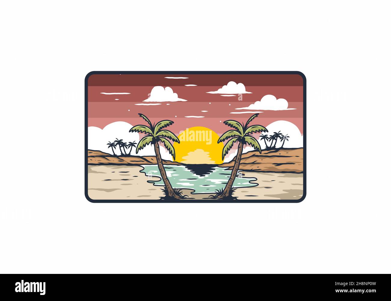 Vintage bay beach illustration graphic design Stock Vector Image & Art ...