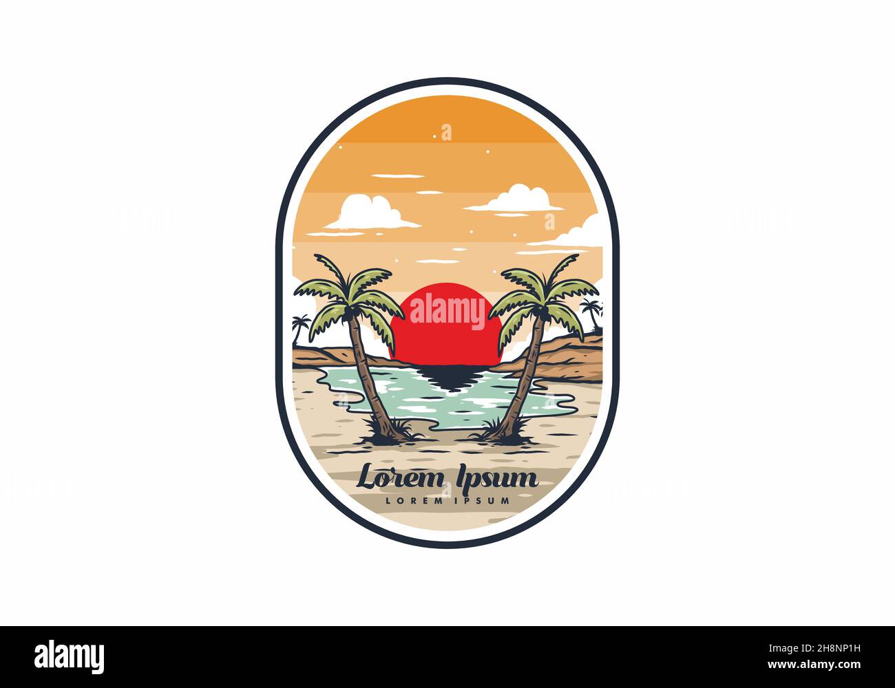 Vintage bay beach illustration graphic design Stock Vector Image & Art ...