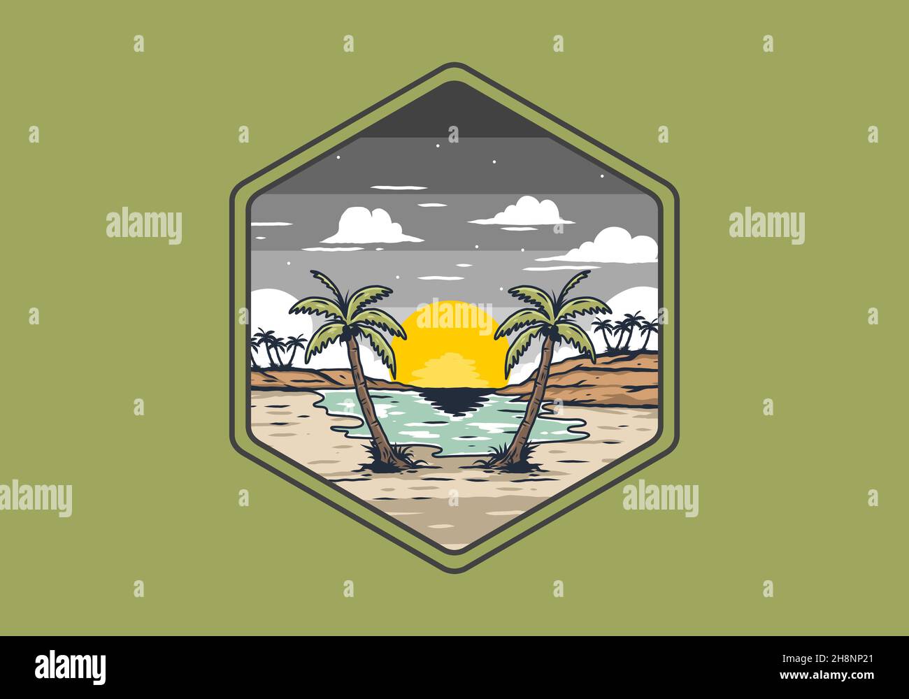 Vintage bay beach illustration graphic design Stock Vector Image & Art ...