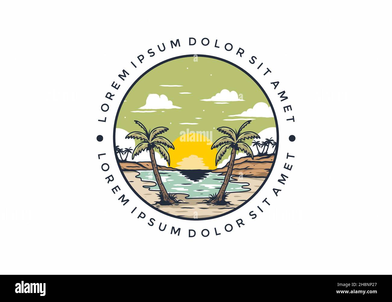 Vintage bay beach illustration graphic design Stock Vector Image & Art ...