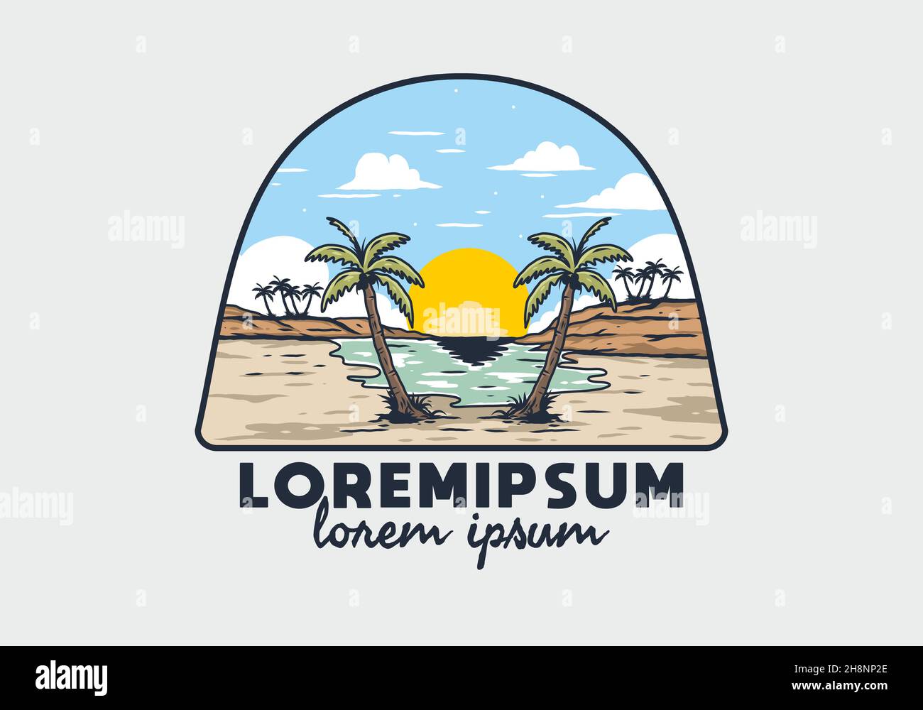 Vintage bay beach illustration graphic design Stock Vector Image & Art ...