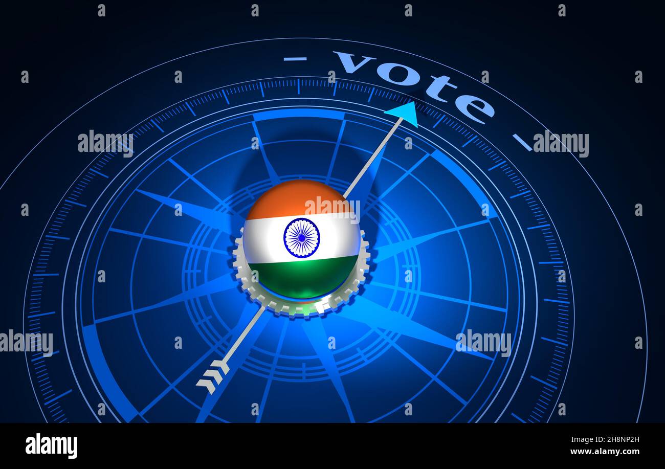 Politic concept. Abstract compass points to the vote word. Flag of ...