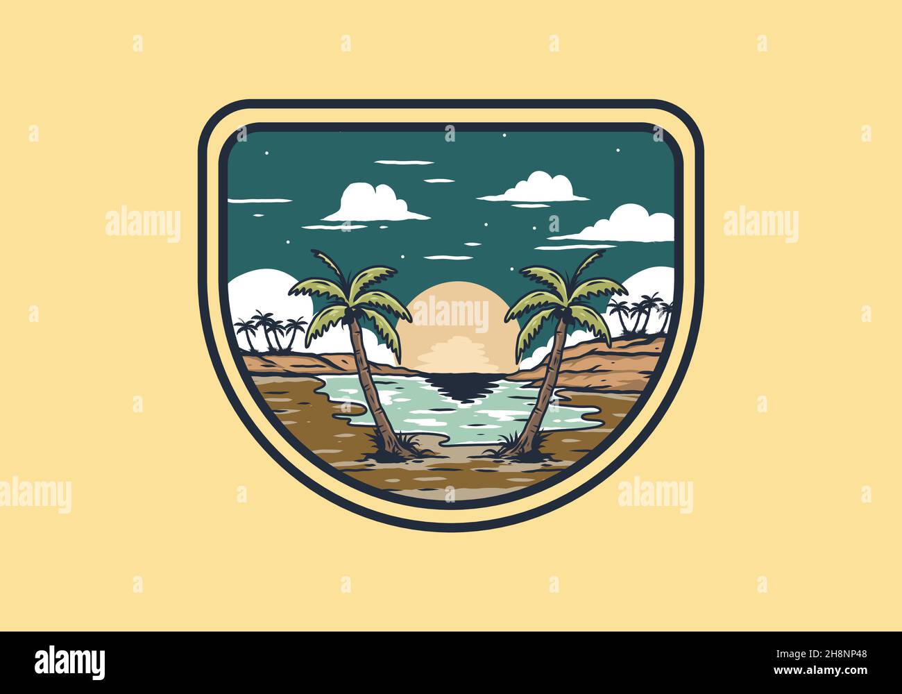 Vintage bay beach illustration graphic design Stock Vector Image & Art ...