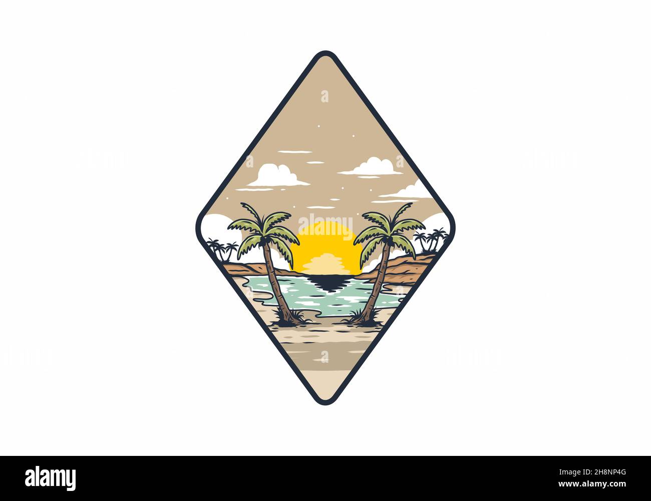 Vintage bay beach illustration graphic design Stock Vector Image & Art ...