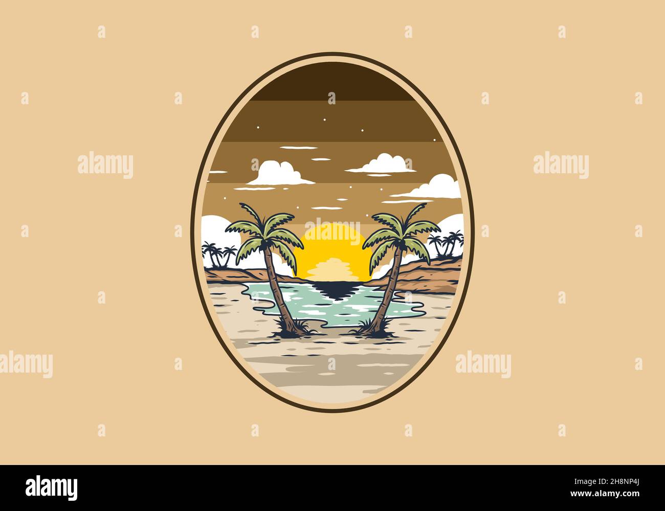 Vintage bay beach illustration graphic design Stock Vector Image & Art ...