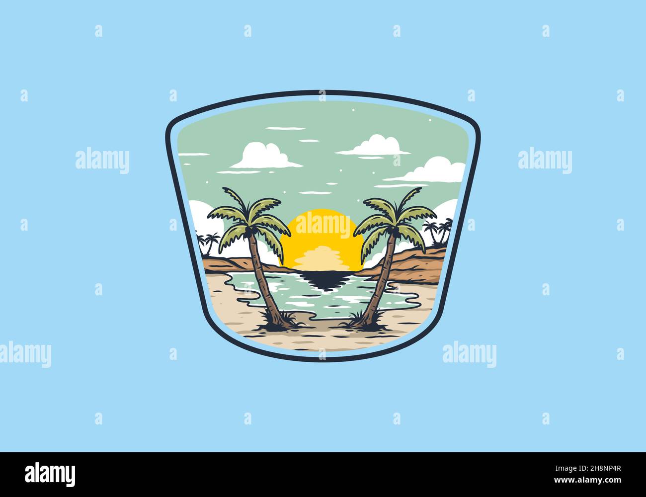 Vintage bay beach illustration graphic design Stock Vector Image & Art ...