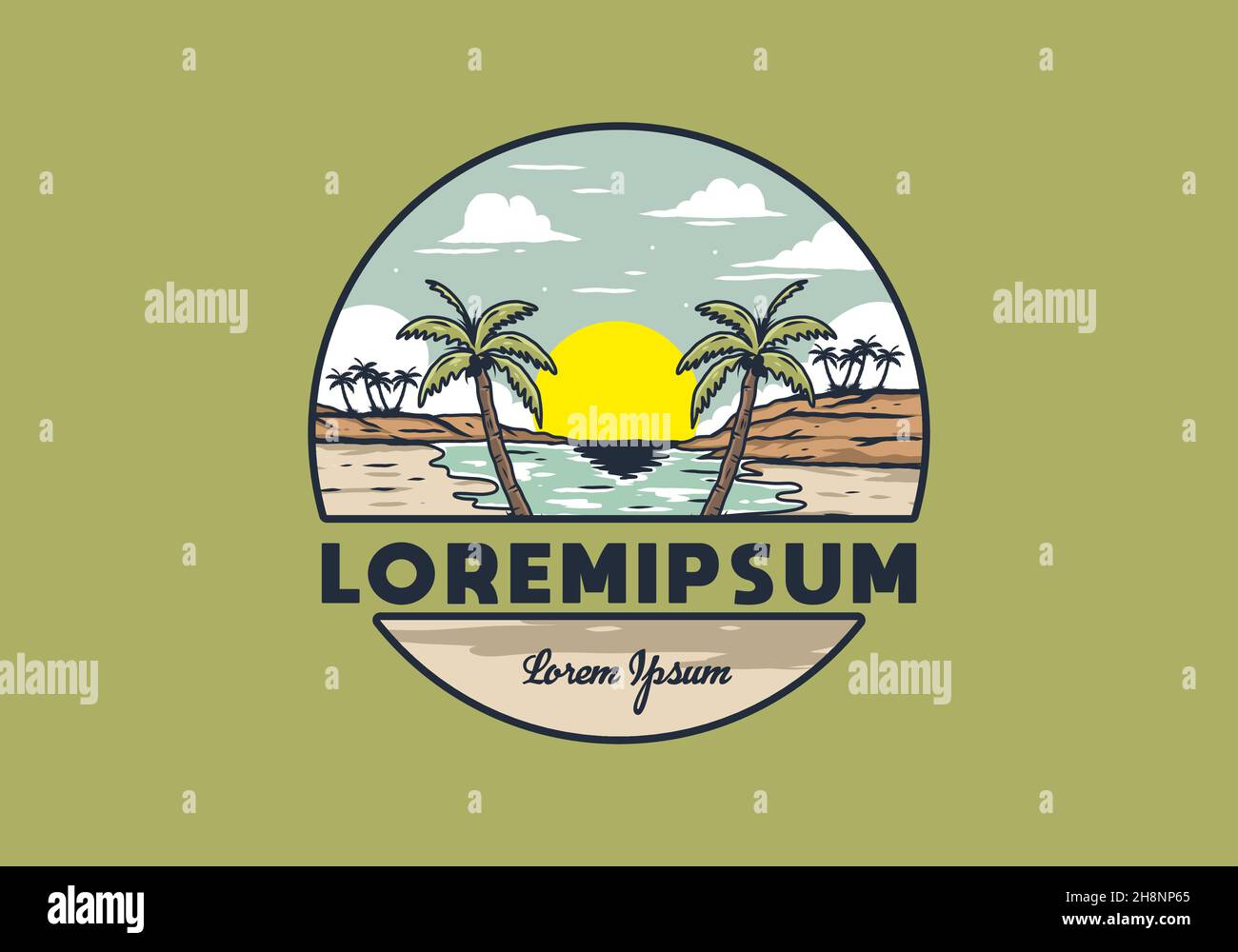 Vintage bay beach illustration graphic design Stock Vector Image & Art ...