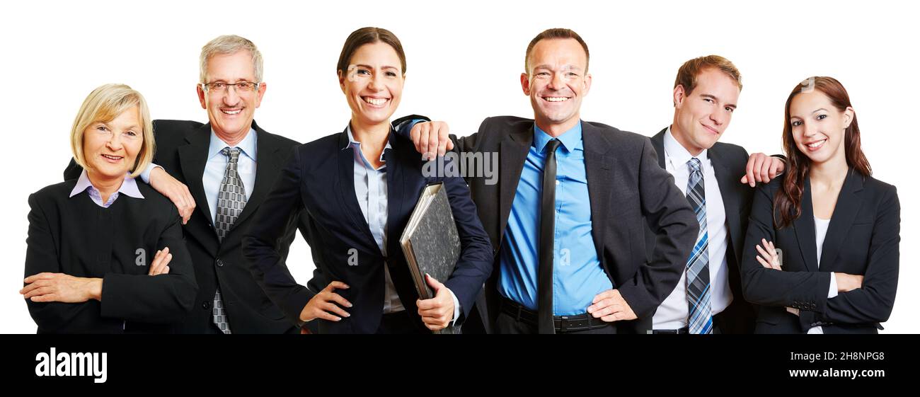 Successful business team partners stand together as a collaboration ...