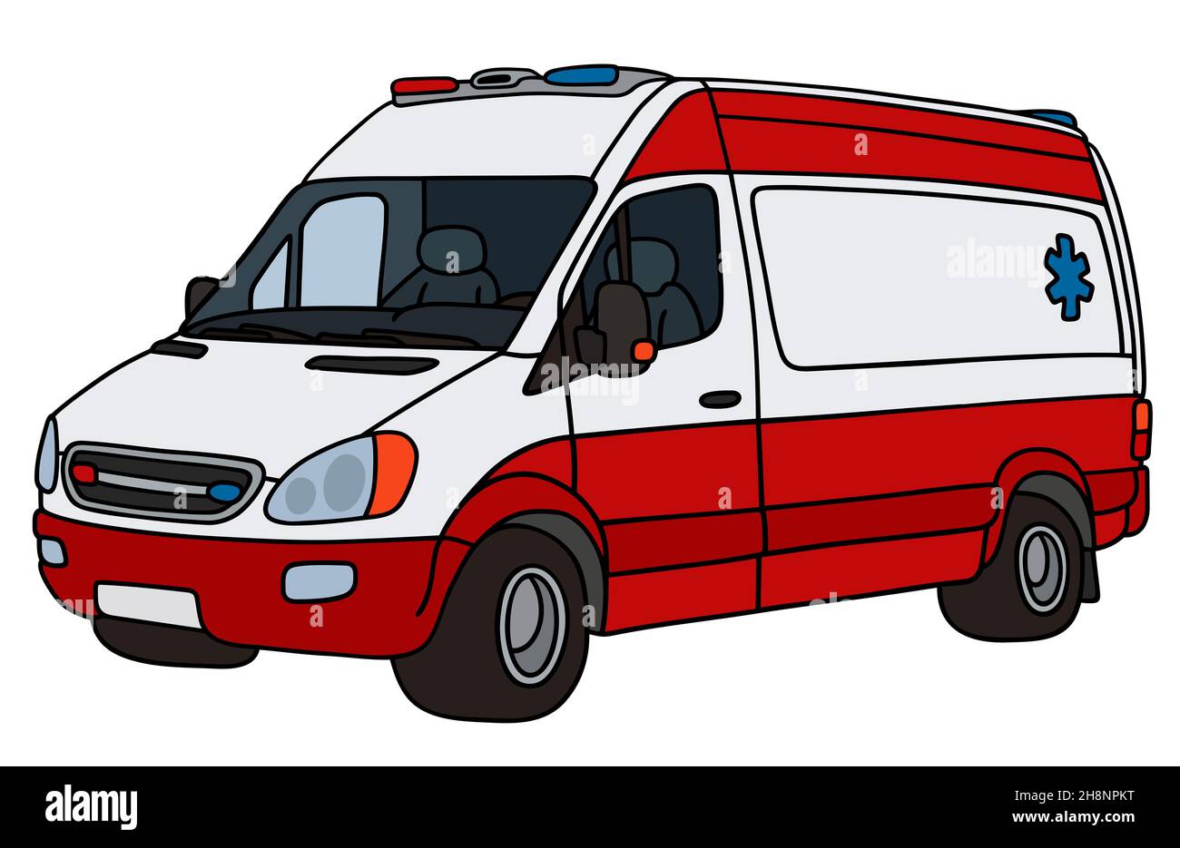 Hand drawing of a red and white ambulance - not a real type Stock Photo ...