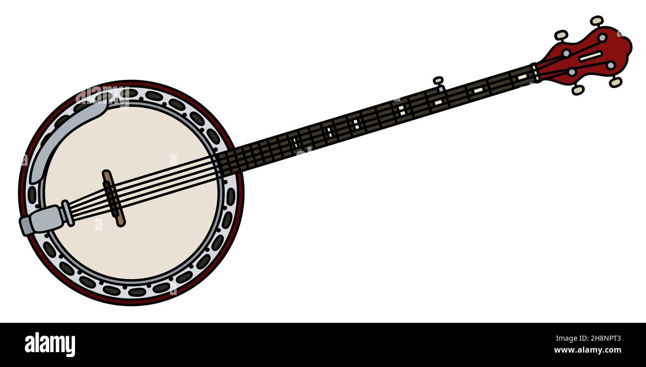Hand drawing of a classic five strings banjo Stock Photo - Alamy