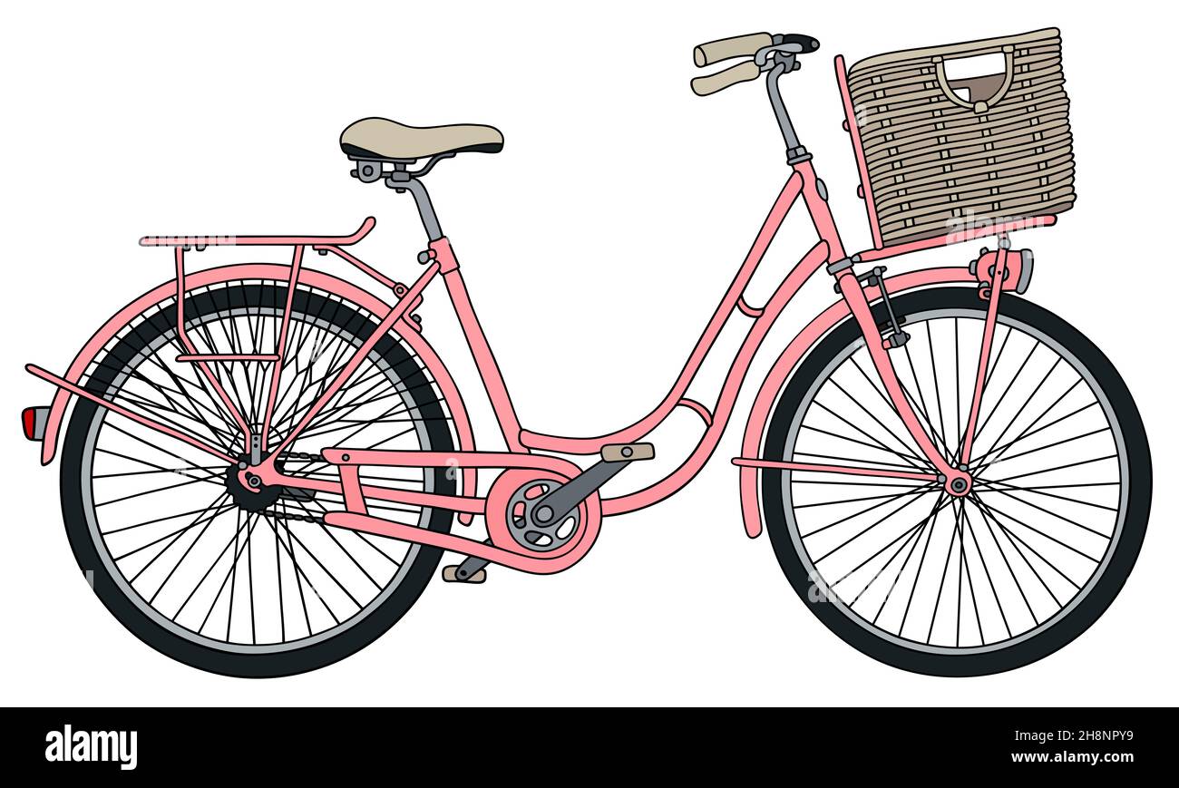 Hand drawing of a retro pink bicycle Stock Photo - Alamy