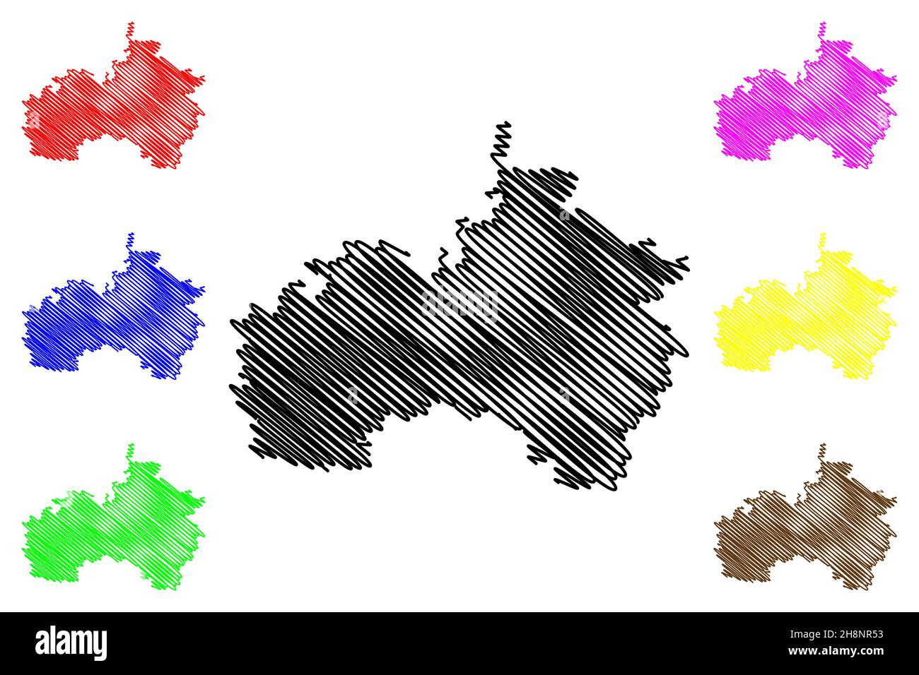 Hamirpur district (Uttar Pradesh State, Republic of India) map vector ...