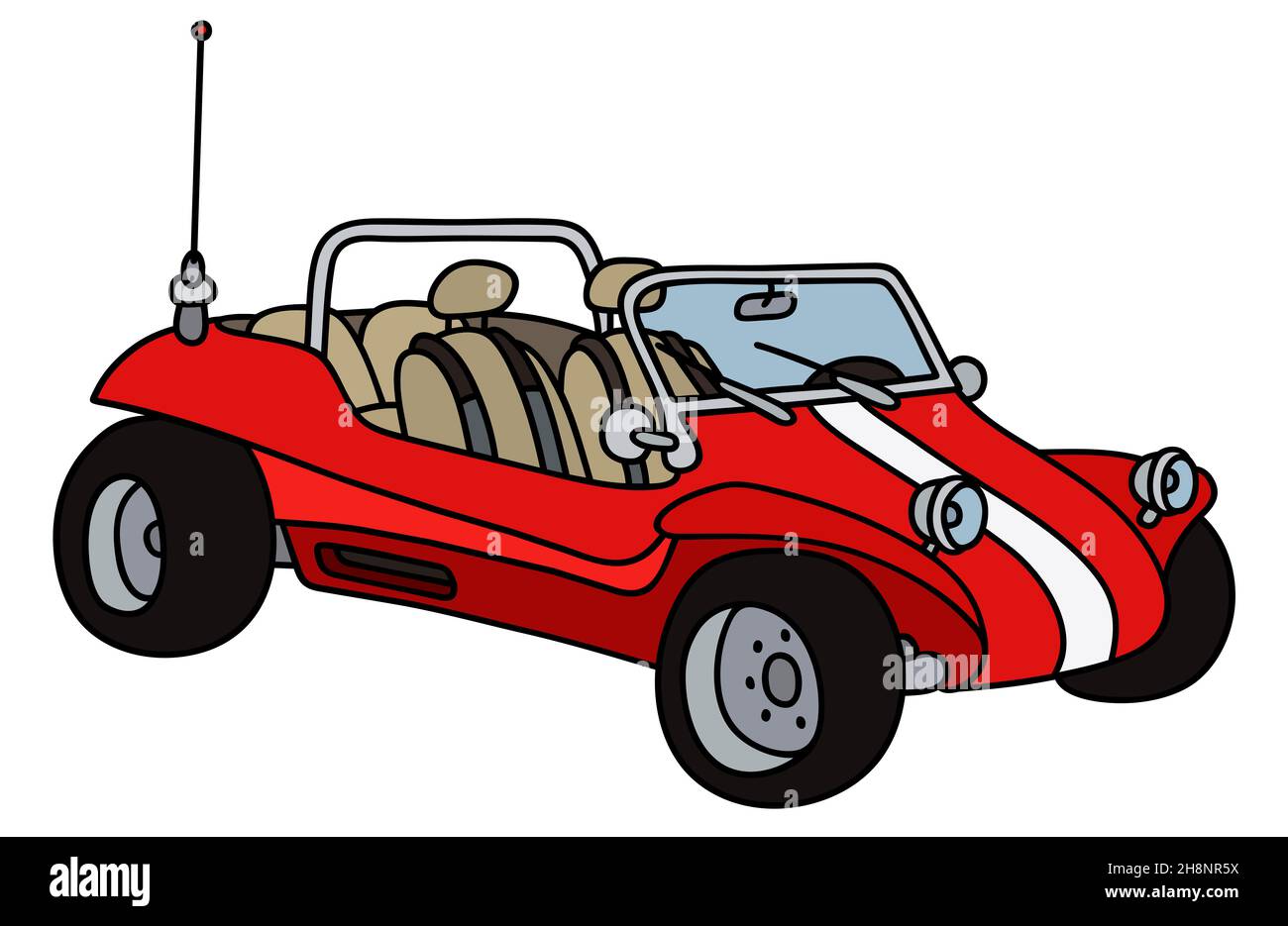 Hand drawing of a funny red dune buggy - not a real model Stock Photo ...