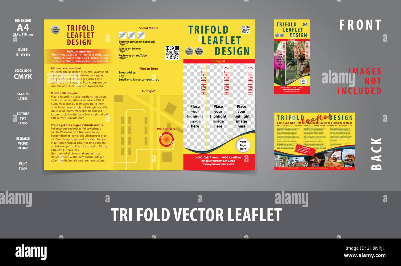 Tri fold leaflet design for service or product purpose, dimension A4 ...