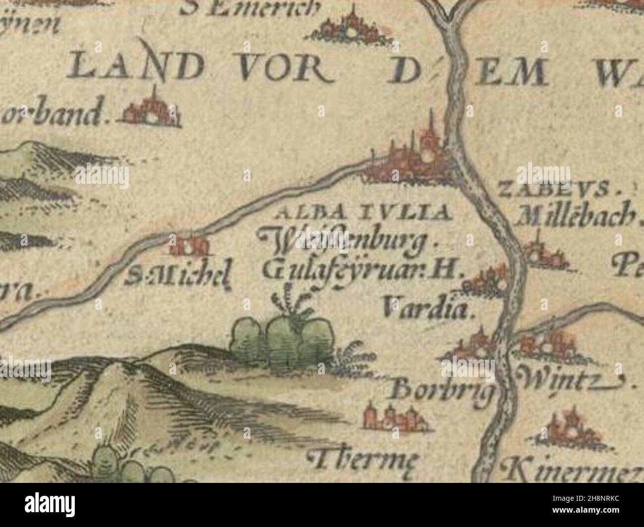 Alba Iulia on a 1556 map Stock Photo - Alamy