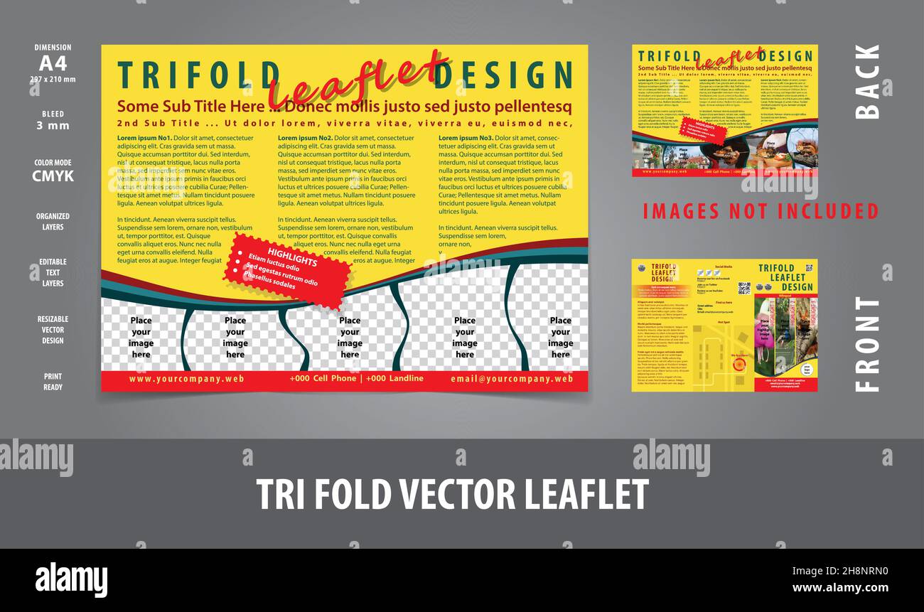 Tri fold leaflet design for service or product purpose, dimension A4 ...