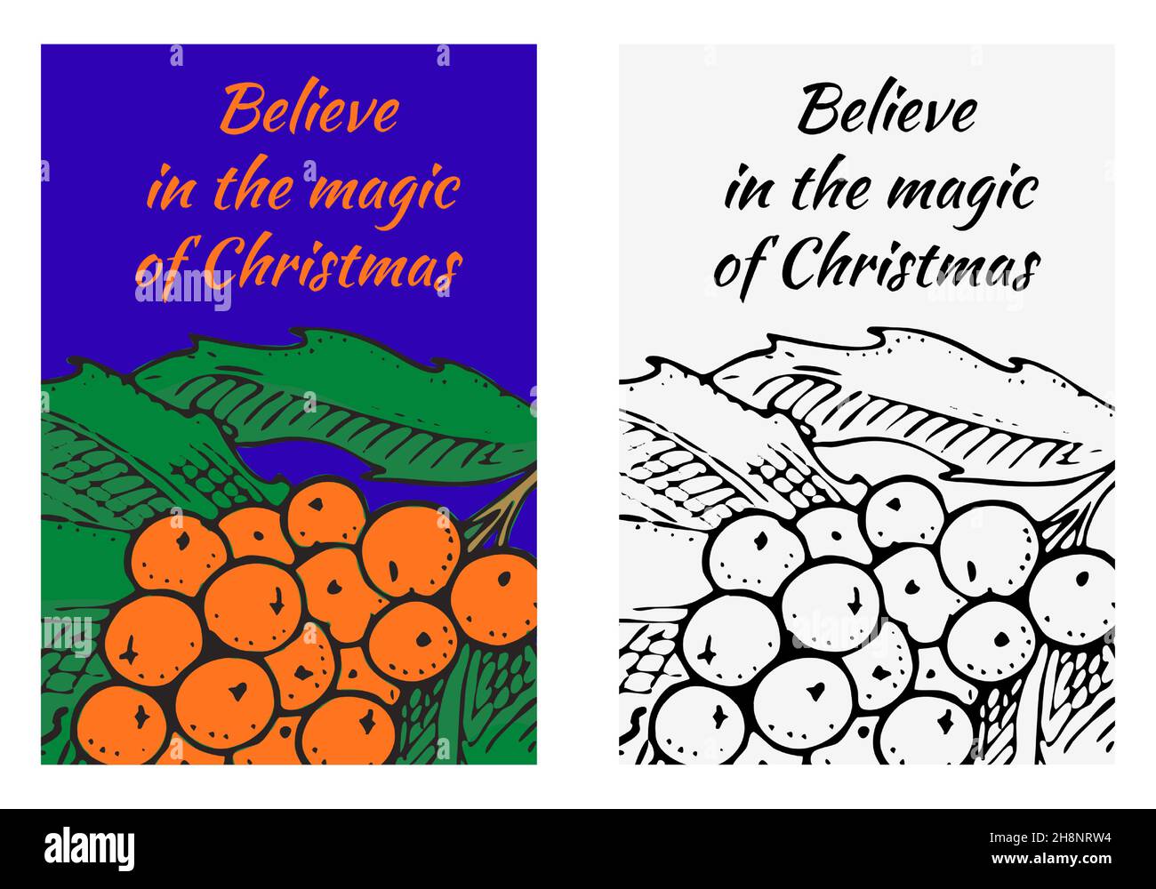 Christmas Rowan banner. New Year label. Poster template. Vintage ...