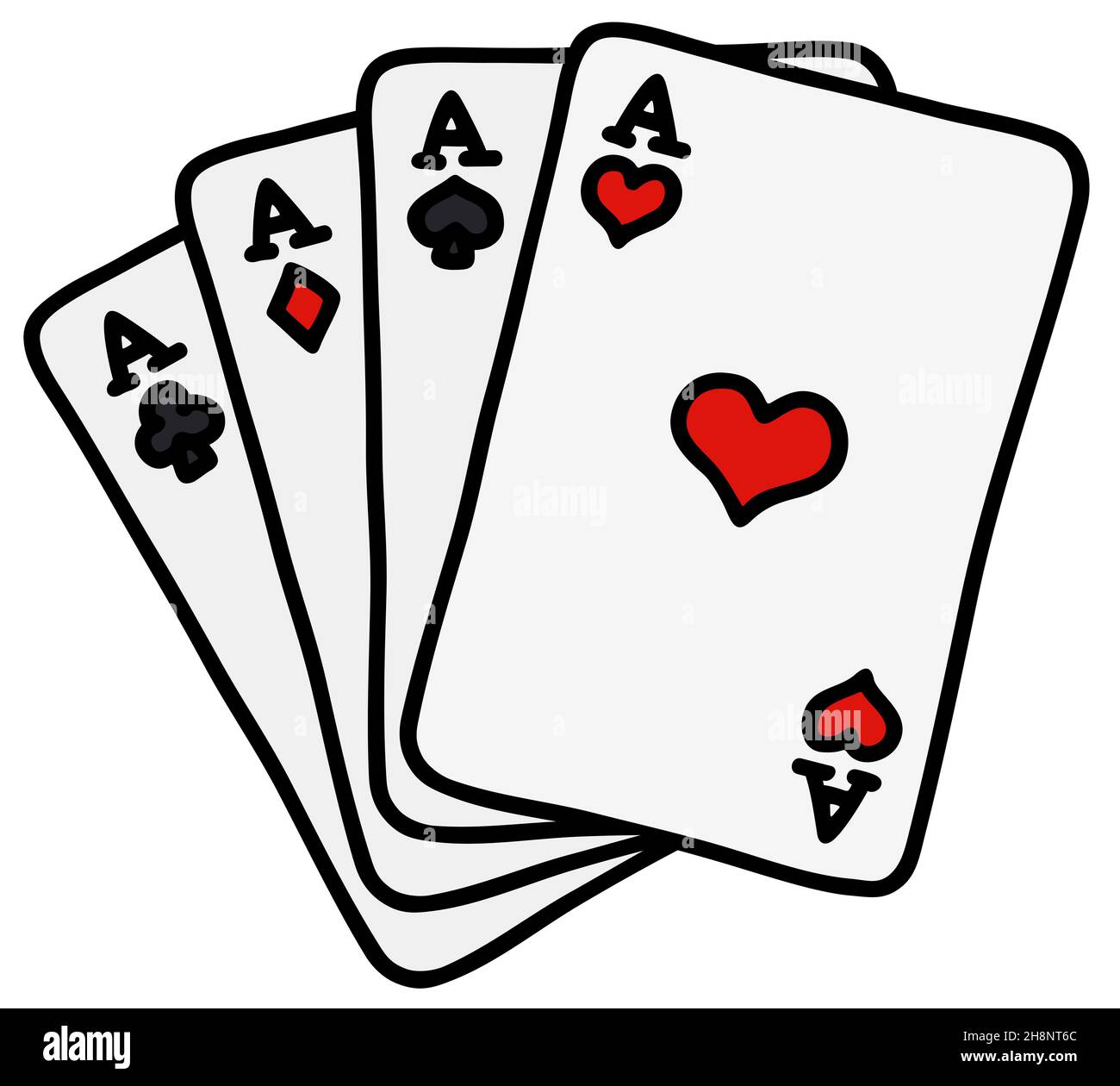 Hand drawing of four poker aces Stock Photo - Alamy