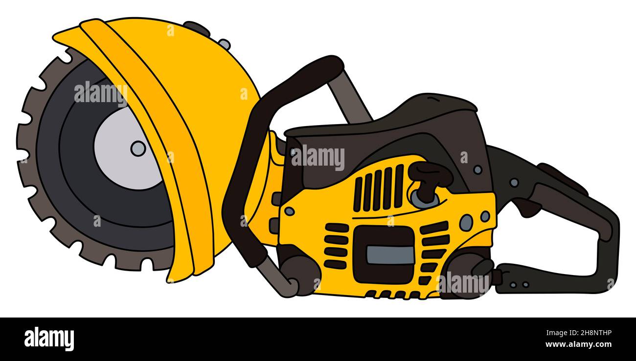 Hand drawing of a yellow rescue circular saw Stock Photo - Alamy
