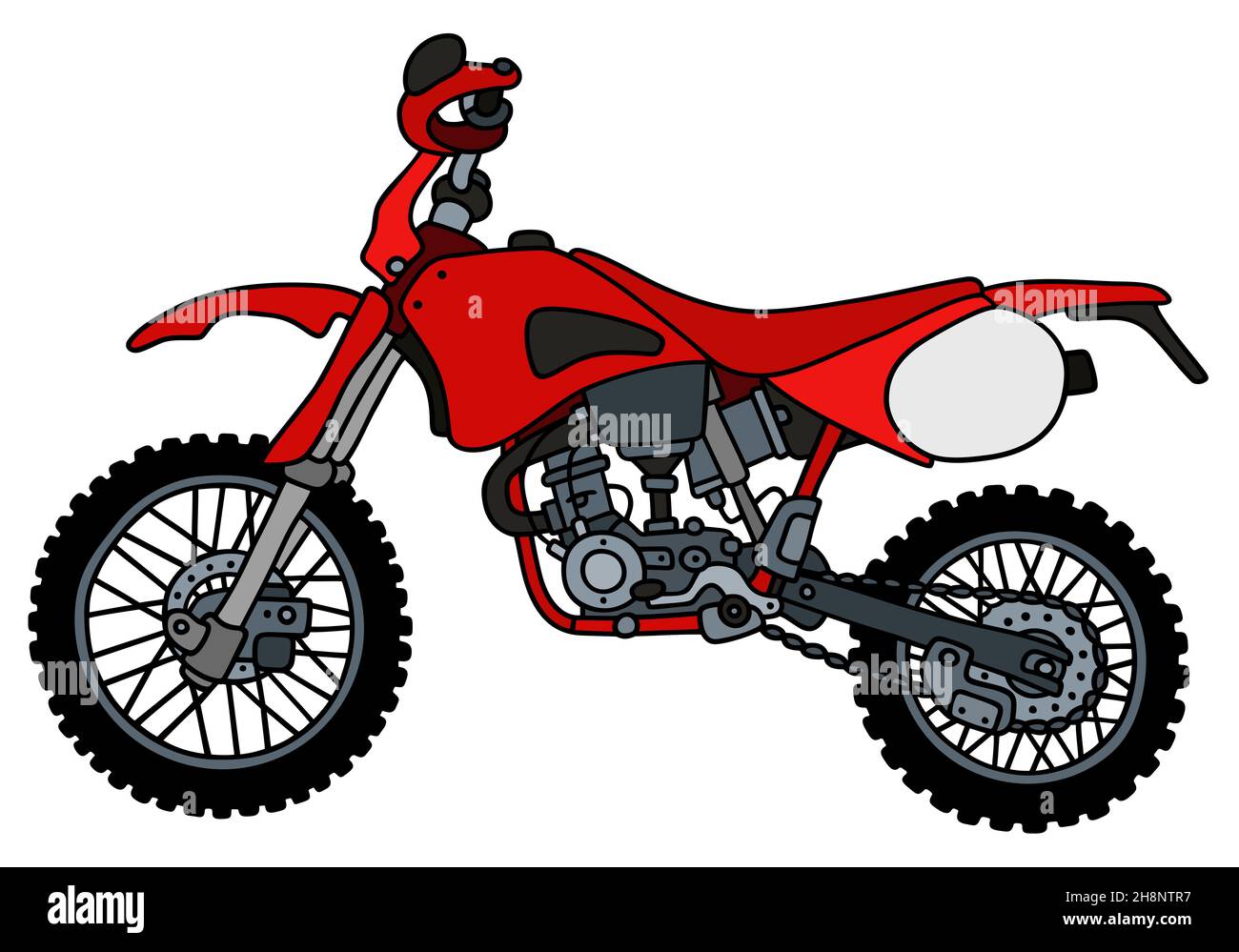 Hand drawing of a red scramble racing motorbike - not a real type Stock ...