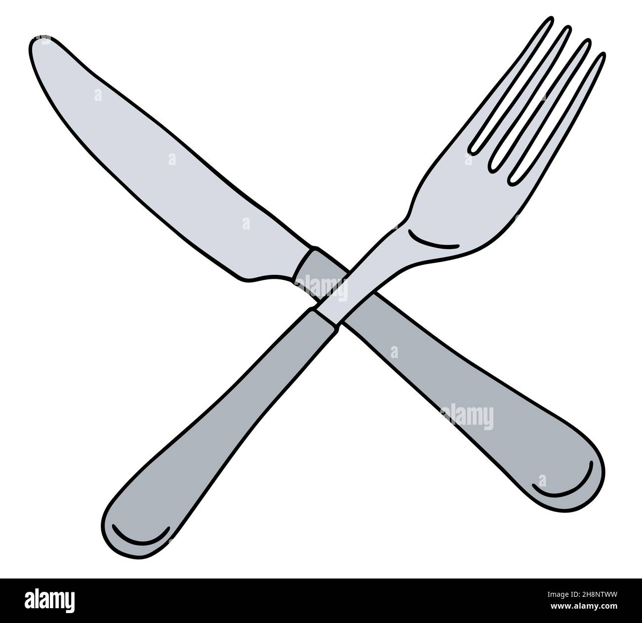 Hand drawing of a stainless steel cutlery Stock Photo - Alamy