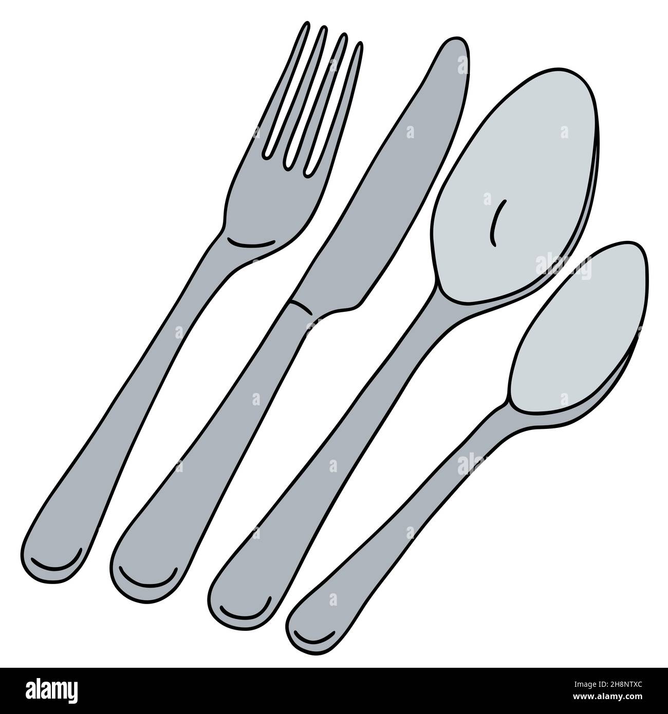 Hand drawing of stainless steel cutlery Stock Photo - Alamy