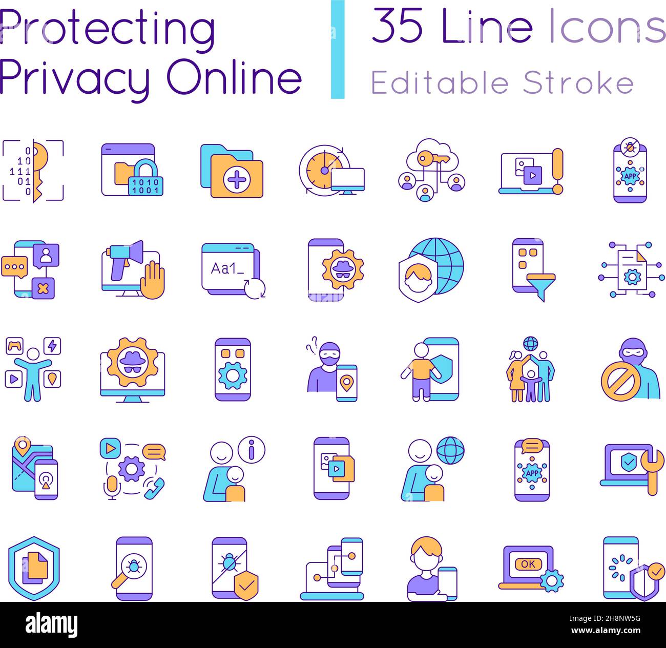 Protecting privacy online RGB color icons set Stock Vector Image & Art ...