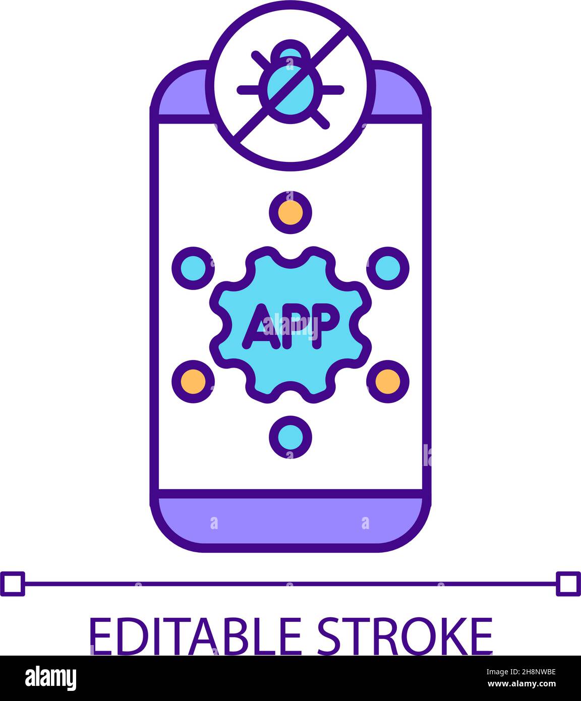 Antivirus for mobile device protecting from malware RGB color icon ...