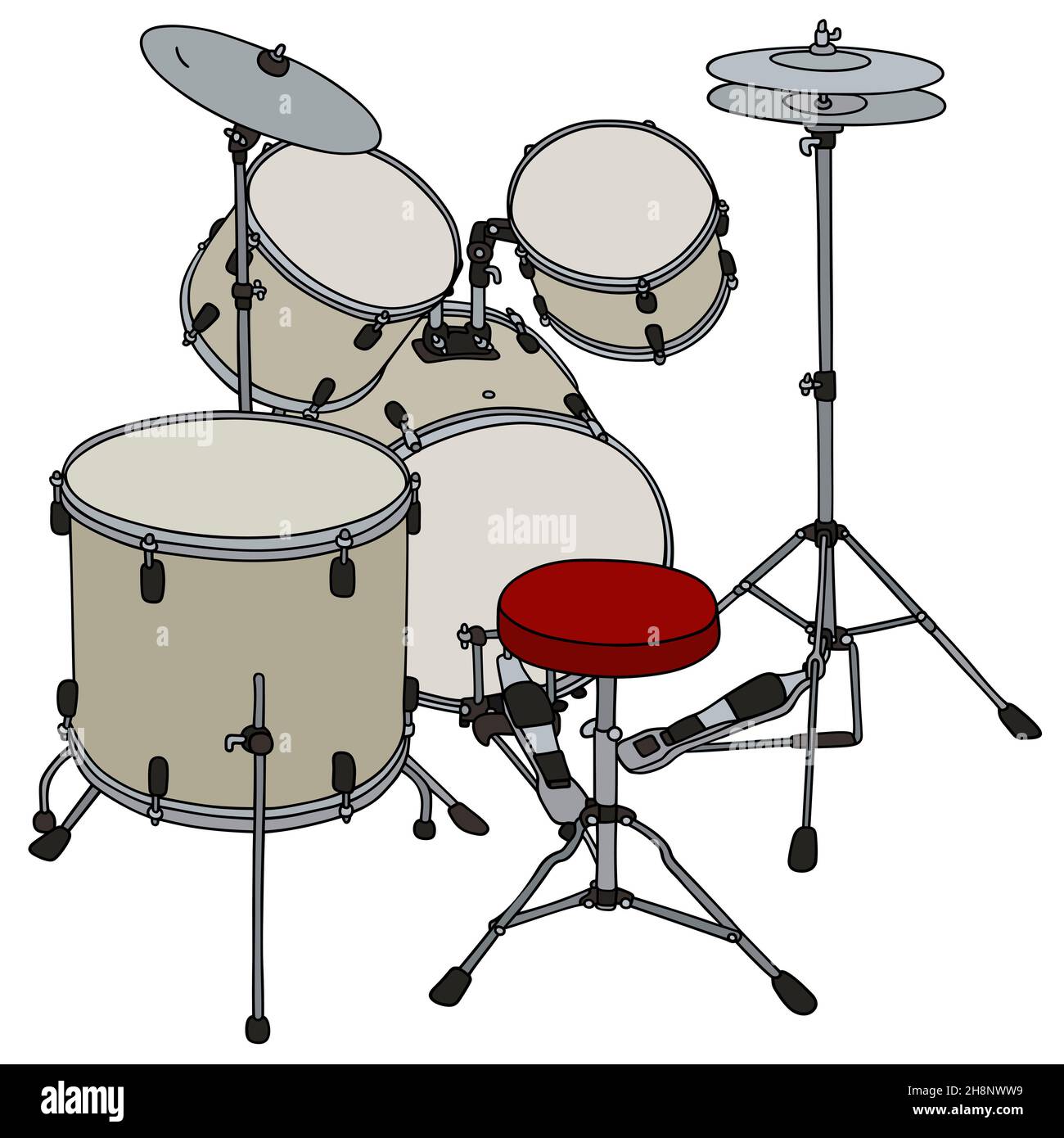 Hand drawing of a beige percussion set Stock Photo - Alamy