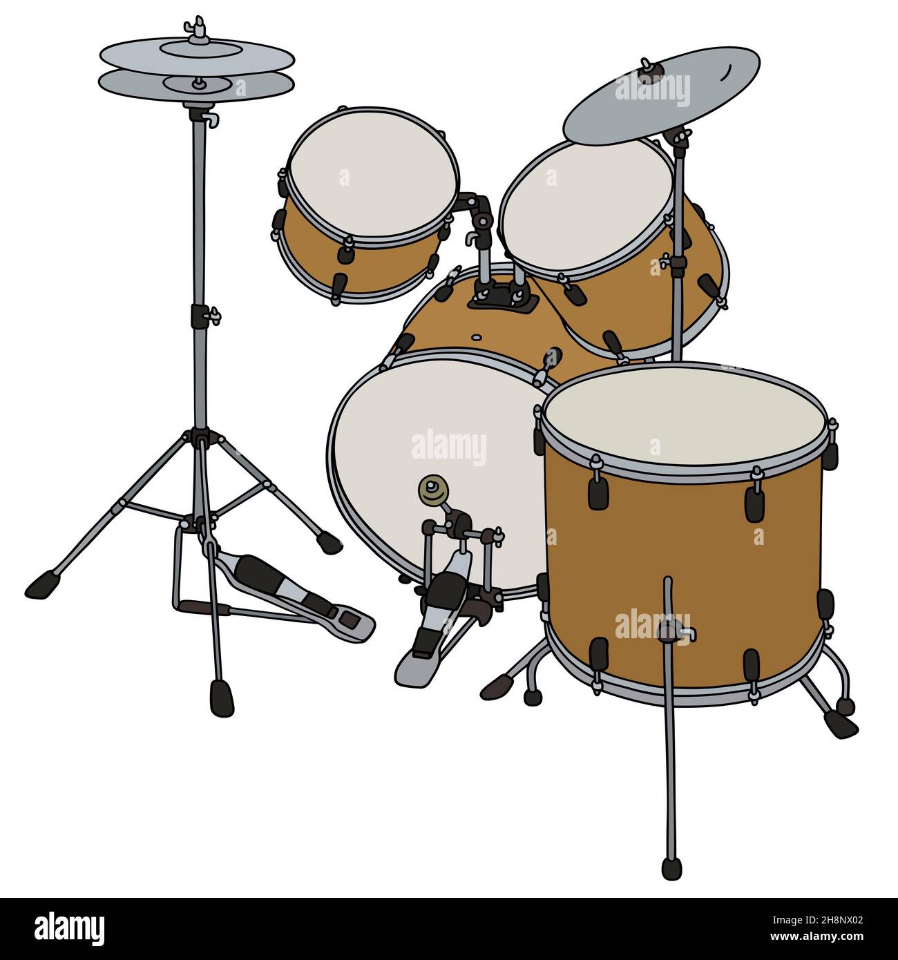 Hand drawing of a big golden percussion set Stock Photo - Alamy