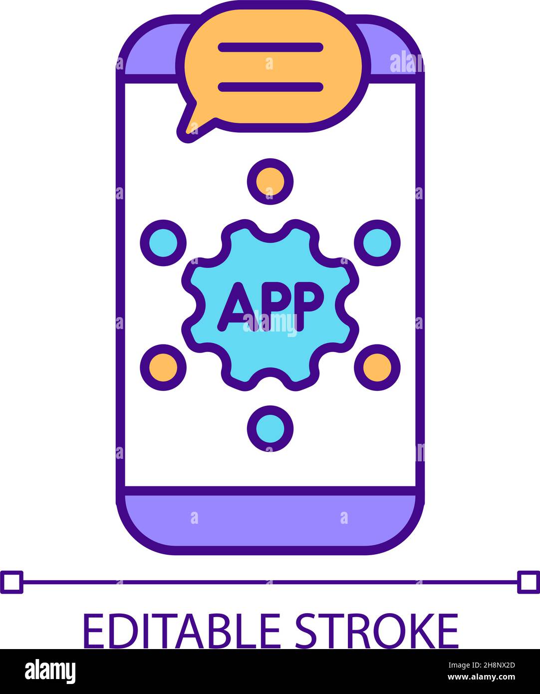Mobile app permissions device settings RGB color icon Stock Vector ...