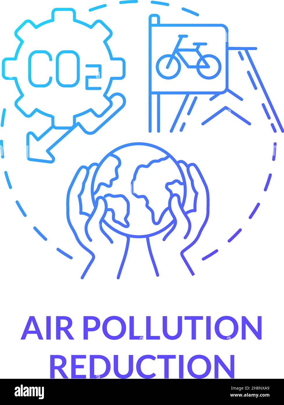 Air pollution reduction blue gradient concept icon Stock Vector Image ...