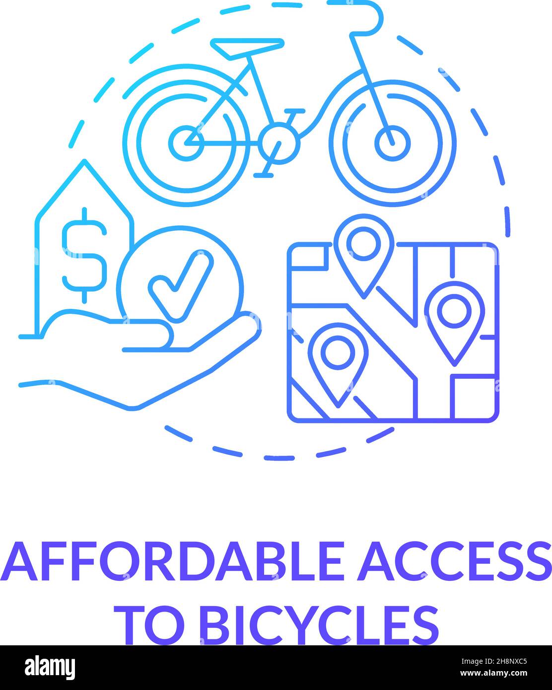 Affordable access to bicycles blue gradient concept icon Stock Vector ...