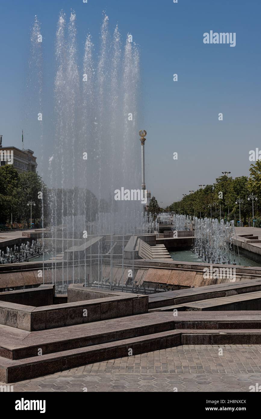 Fountain in Dusti Square, Dushanbe, Tajikistan Stock Photo - Alamy