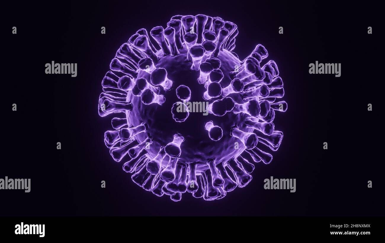 3D illustration of Covid-19 Coronavirus cell, visualization of sars-cov ...