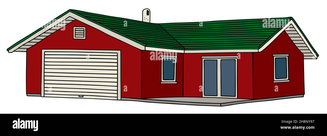 Hand drawing of a red small house Stock Photo - Alamy