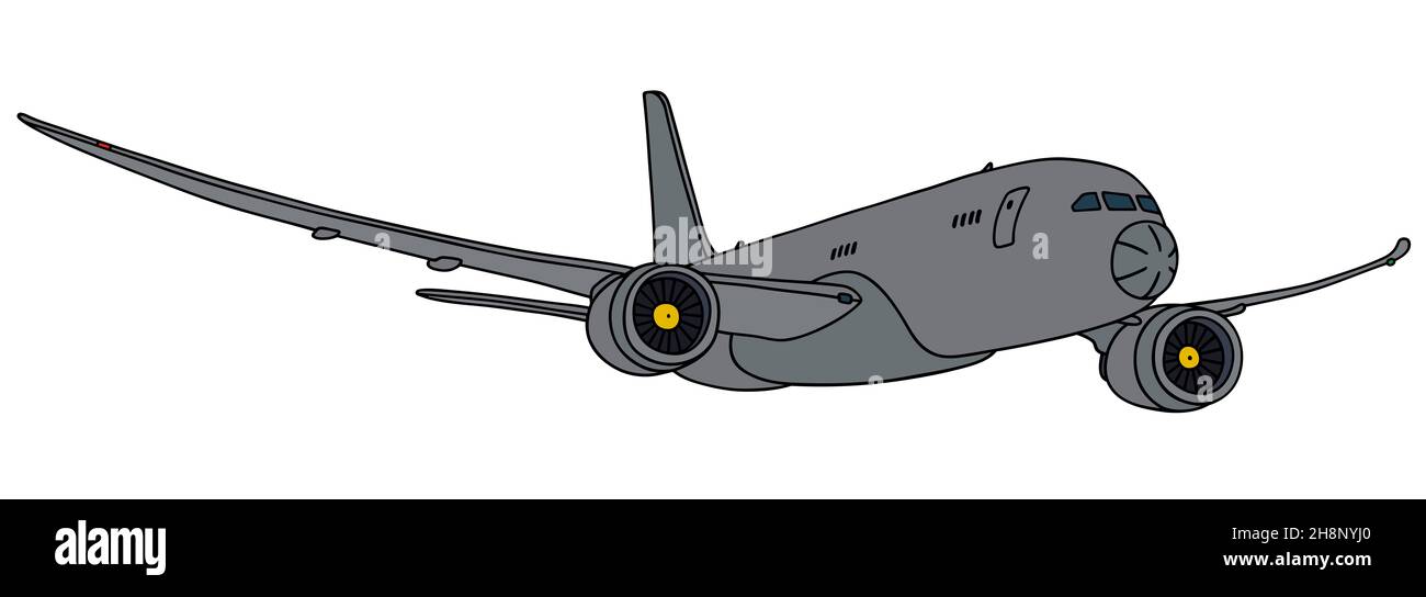 Hand drawing of a gray military intelligence jet aircraft Stock Photo ...
