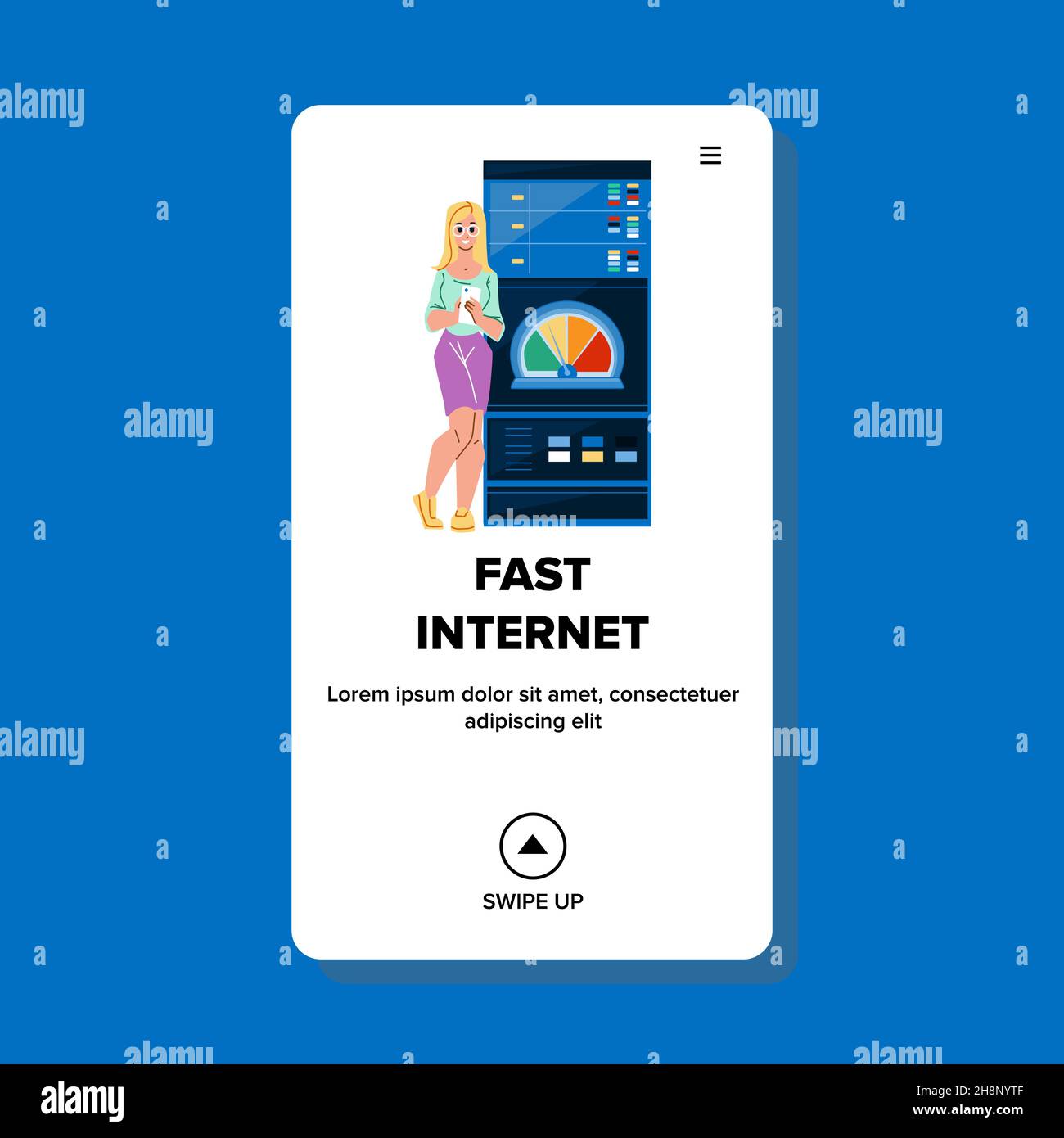 Fast Internet Enjoying Young Woman User Vector Stock Vector Image & Art ...