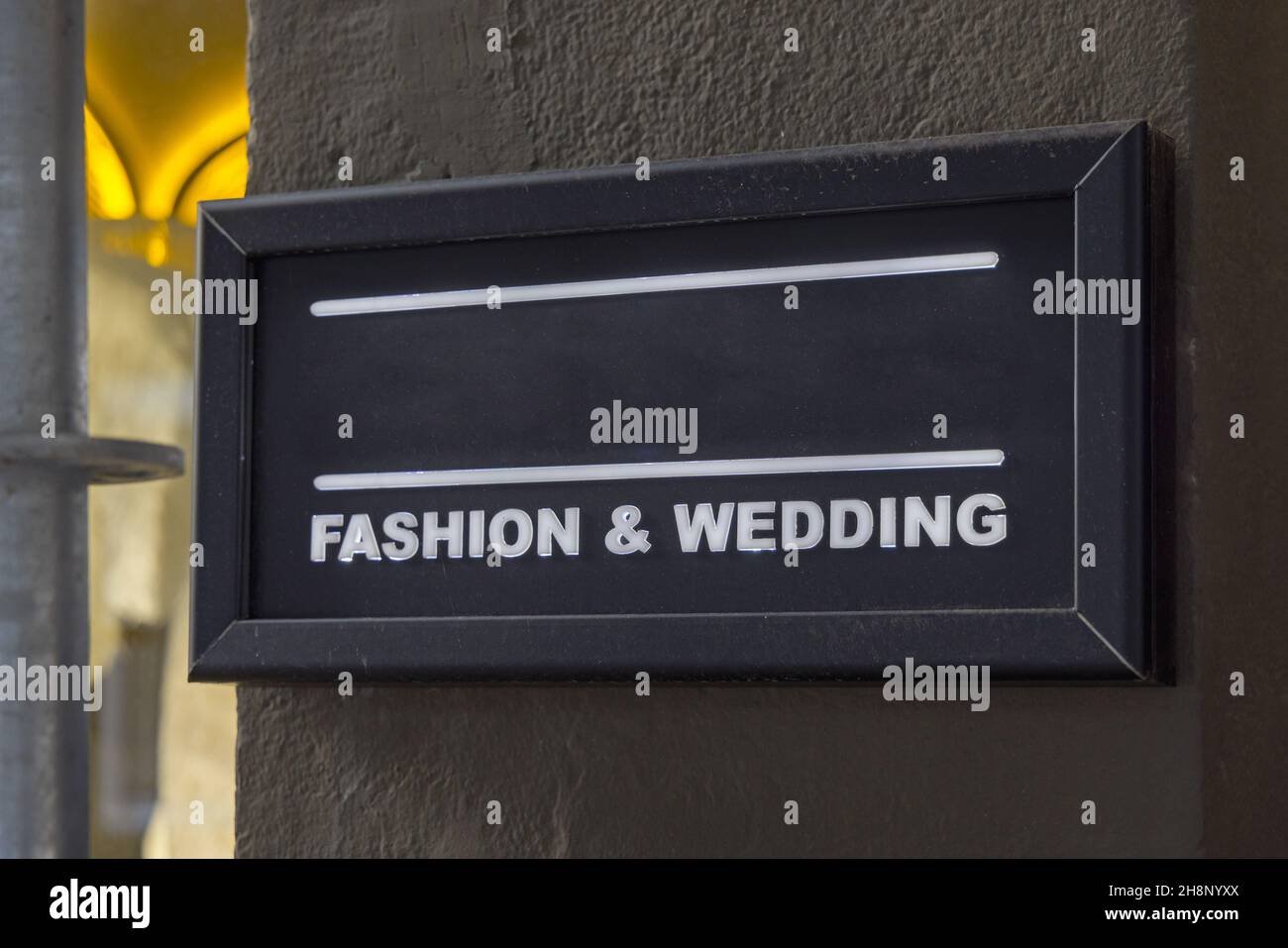 Fashion and Wedding Sign in Black Box Frame Stock Photo - Alamy