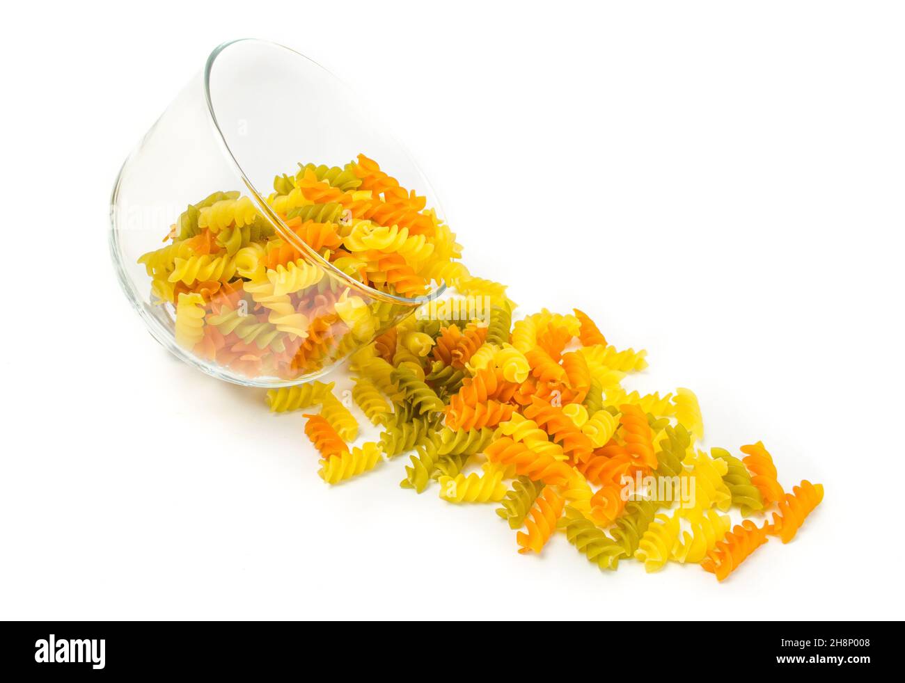 multicolor spiral macaroni isolated on white background Stock Photo - Alamy