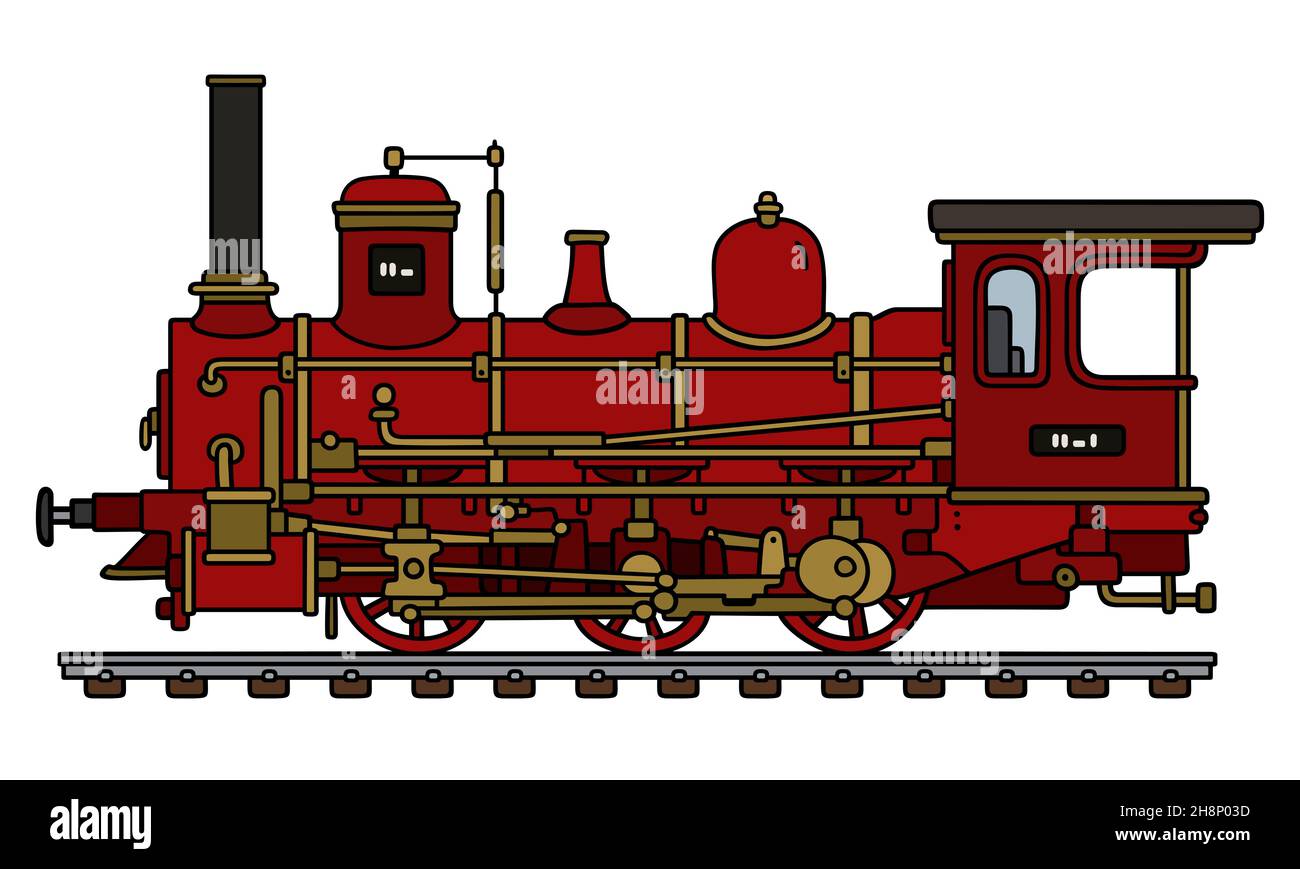 Hand drawing of a vintage red steam locomotive Stock Photo - Alamy